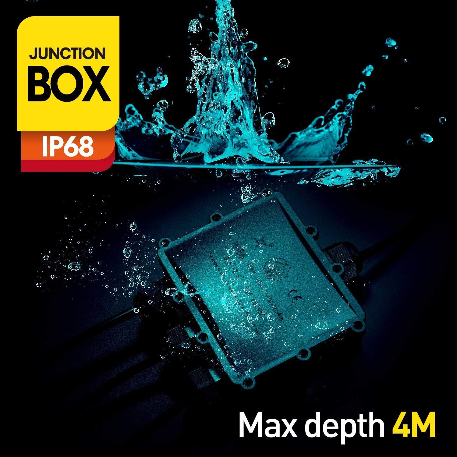 PEBA Waterproof Junction Box IP68 4-Way Outdoor Square Electrical ...