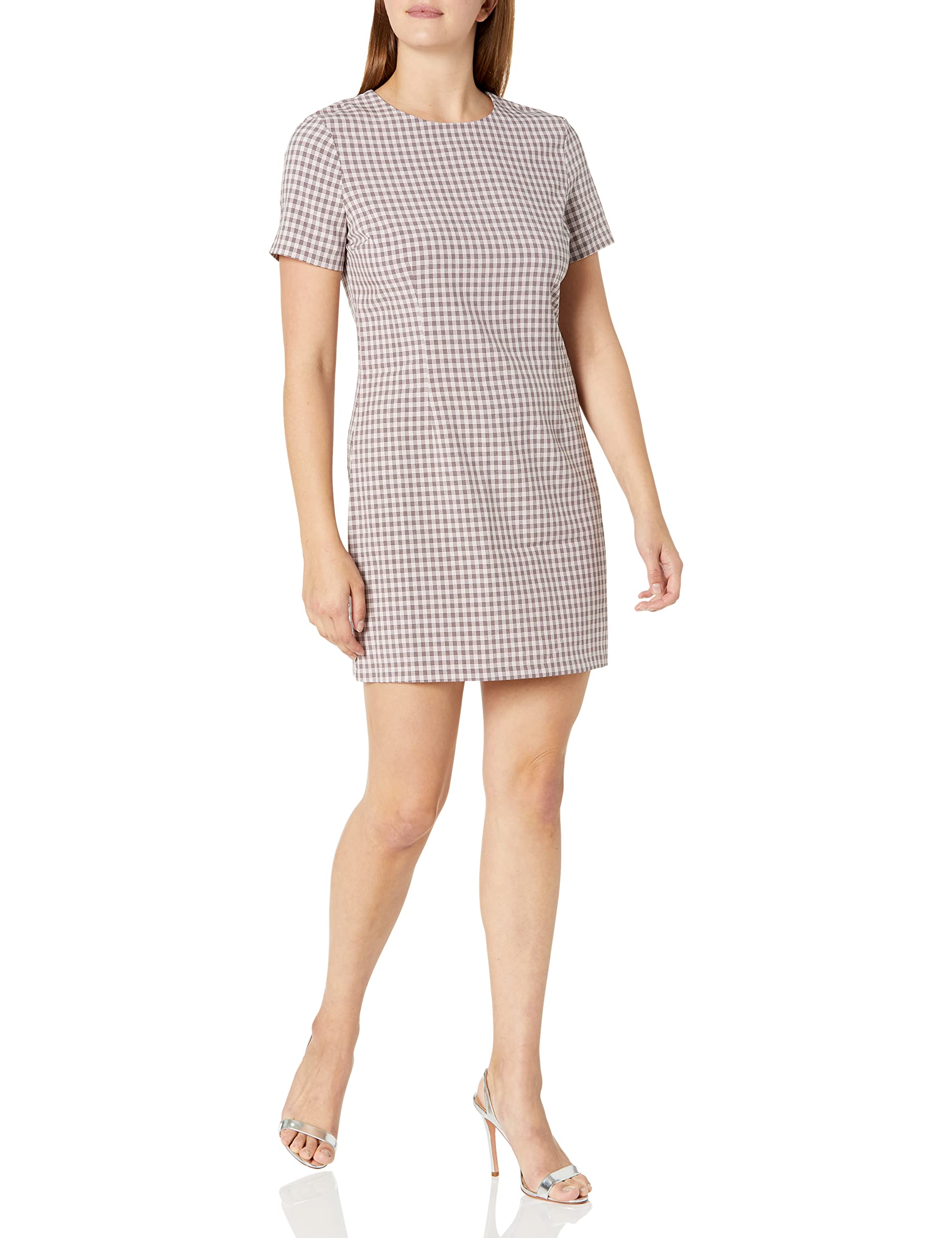 Steve Madden Apparel Women's Checked Out Yarn Dyed Shift Dress, Rose ...