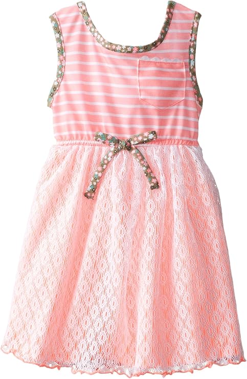 Amazon.com: Youngland Little Girls' Knit Fashion Dress with Crochet ...