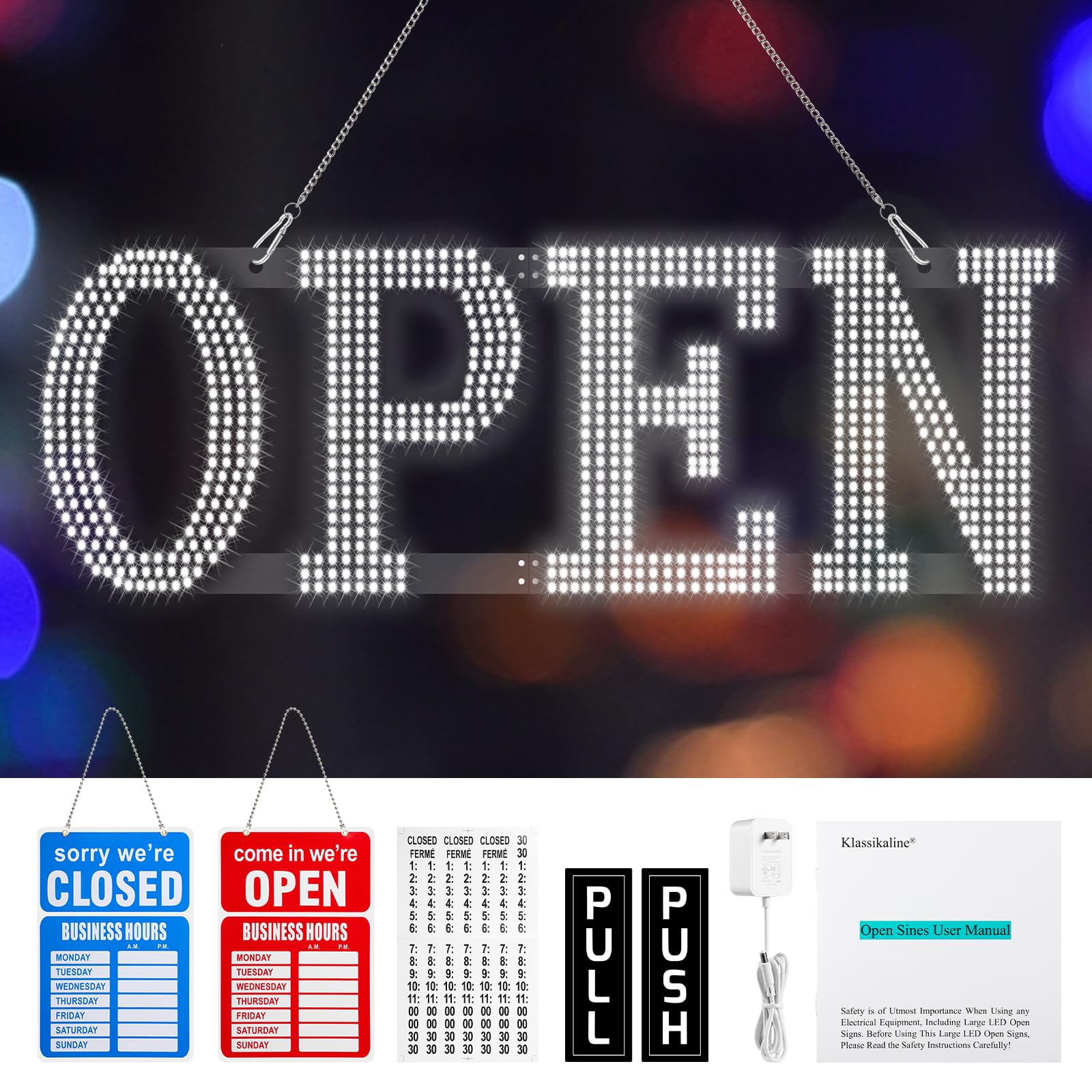Open Signs for Business, klassikaline Ultra Bright Large LED Open Signs ...