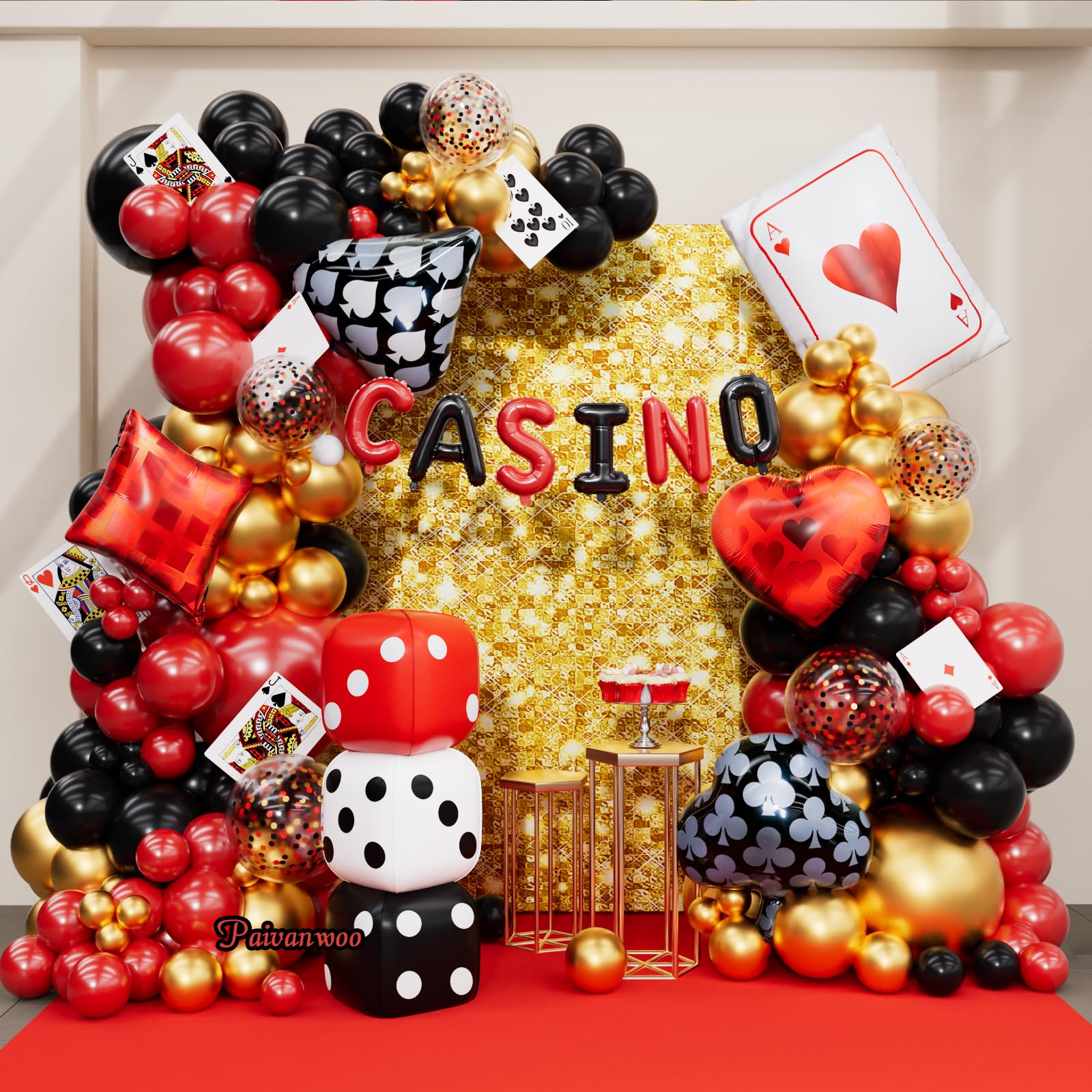 154Pcs Casino Theme Party Decorations Casino Balloon Arch Garland Kit ...