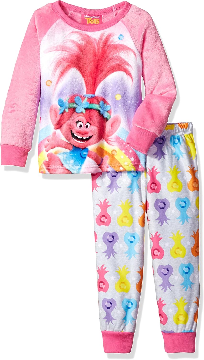 Amazon.com: DreamWorks Trolls Girls' 2-Piece Fleece Pajama Set: Clothing