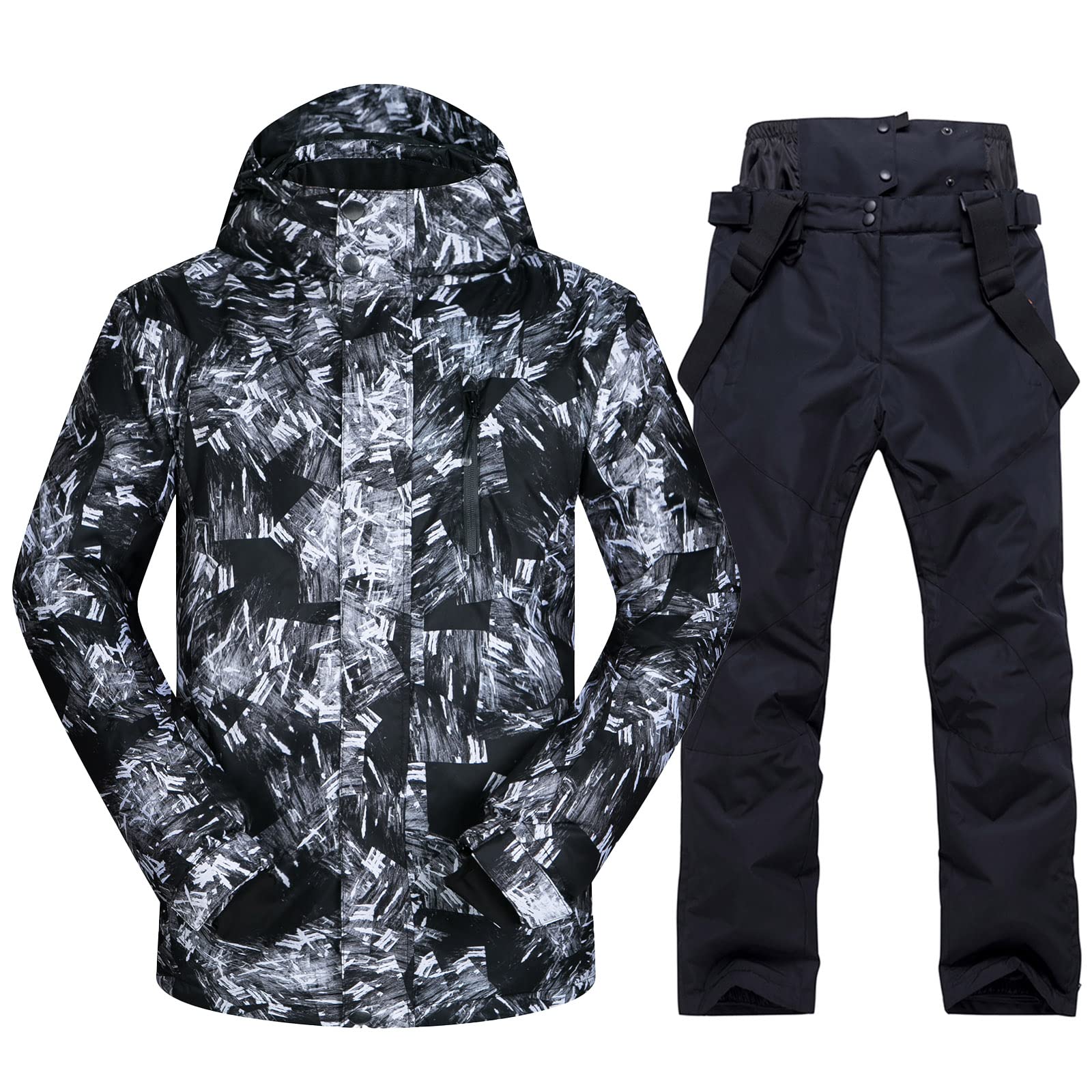 Mens Ski Jacket and Pants Set Ski Suit Winter Waterproof Windproof ...