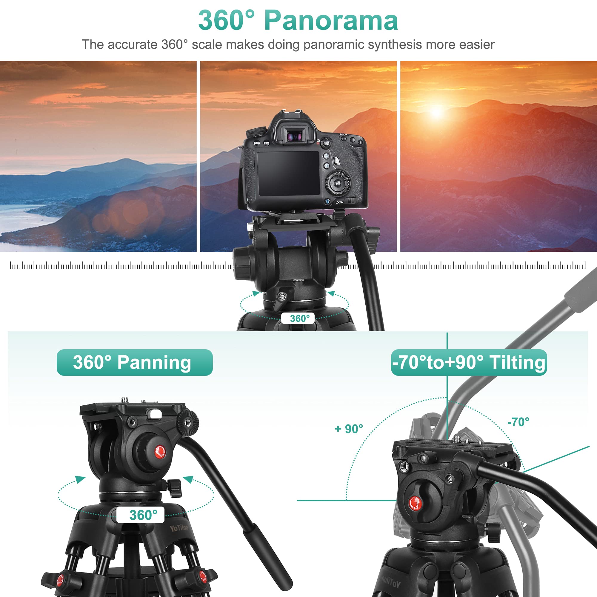 Mua YoTilon Heavy Duty Tripod,70.8 Inch Professional Video Tripod with ...