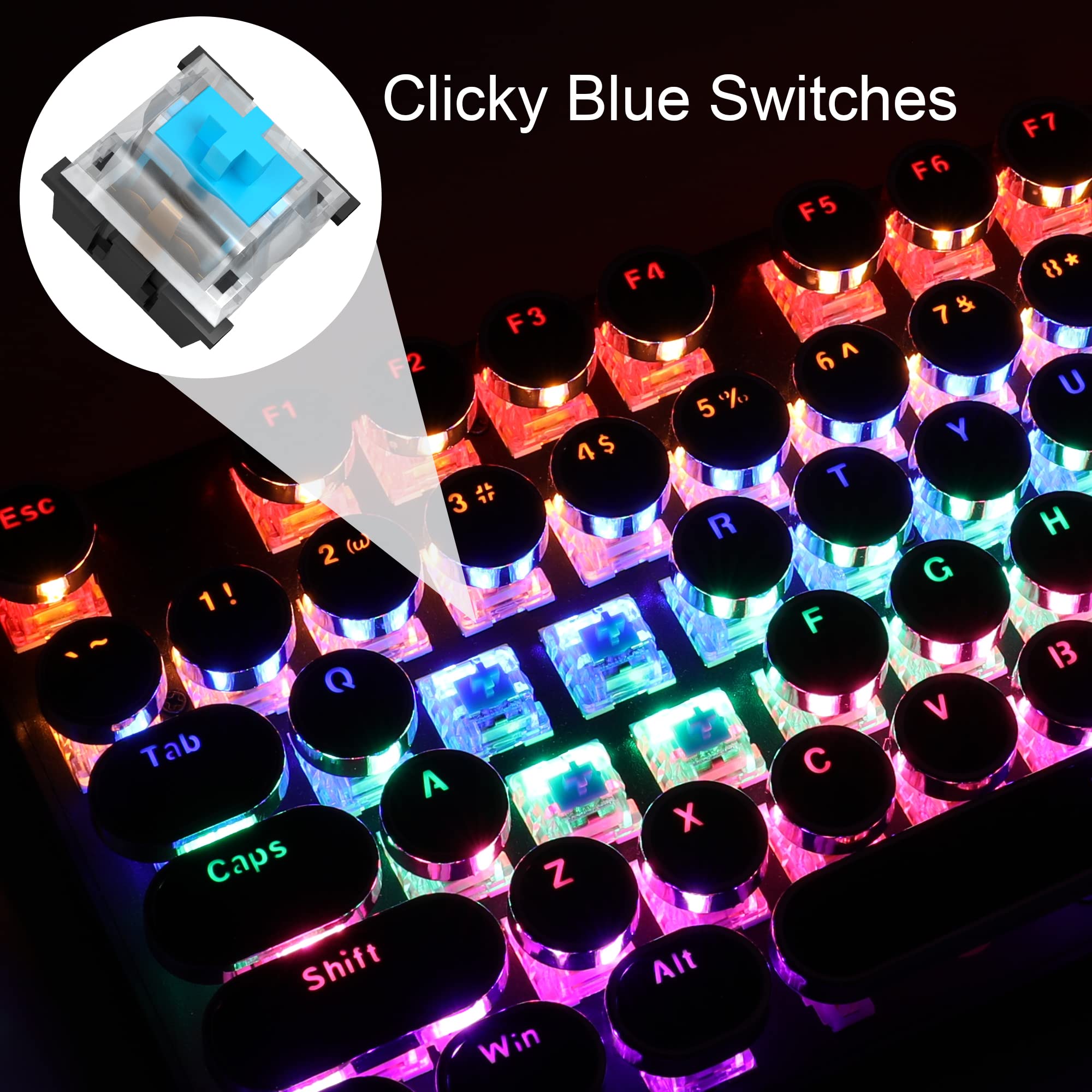 Mua Camiysn Typewriter Style Mechanical Gaming Keyboard, Black Retro ...