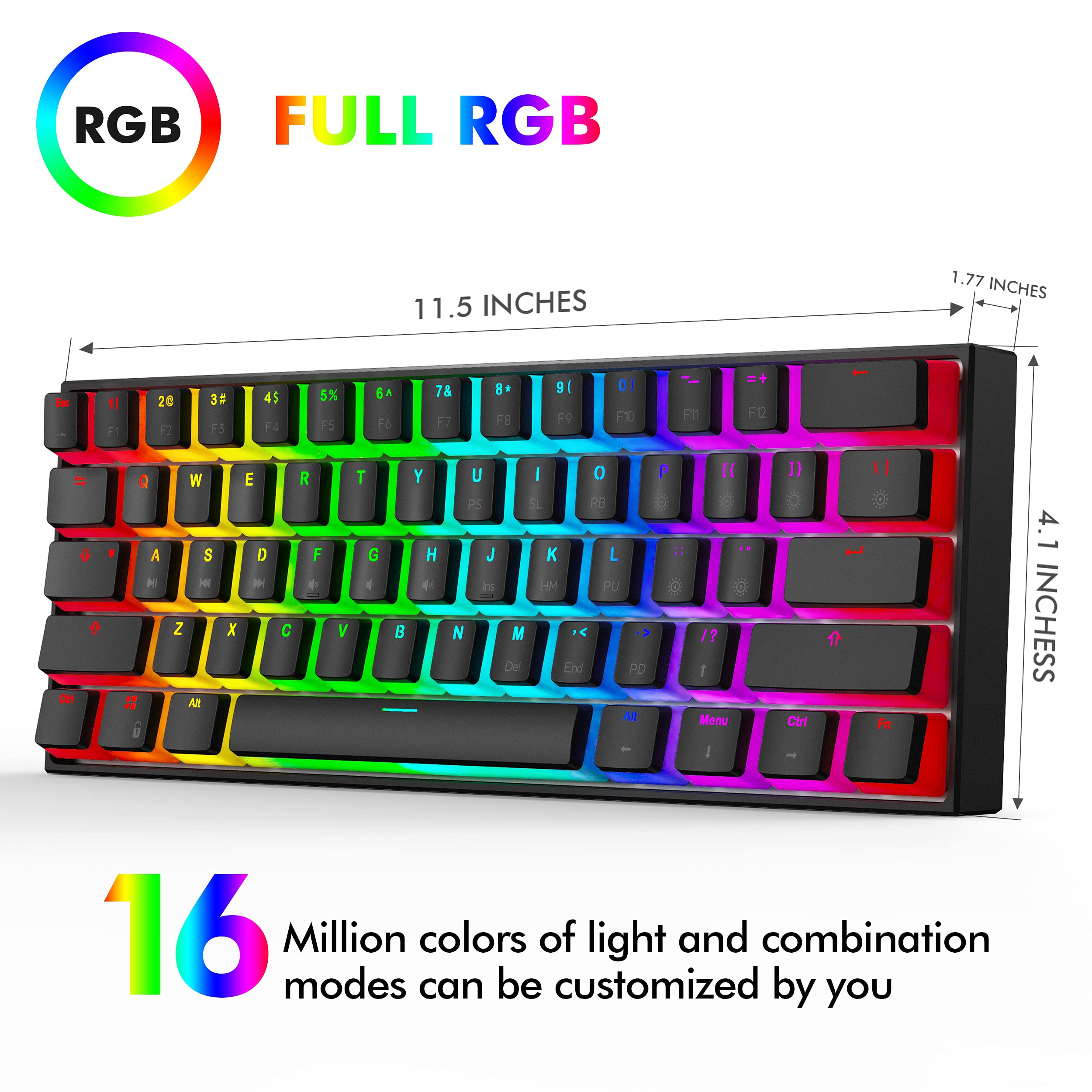 Mua Ractous RTK61 60% Mechanical Gaming Keyboard with PBT Pudding ...
