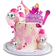 Amazon.com: DRWATE 26 PCS Music Cake Toppers Pink Girl Birthday Cake ...