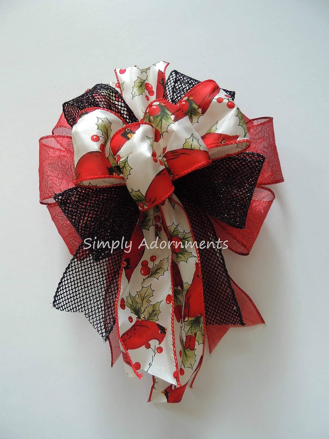 Amazon.com: Red Black Christmas Cardinal Bow Red Cardinal Christmas ...