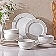 Amazon.com | GBHOME Ceramic Dinnerware Sets,12 pcs Embossed Elegant ...