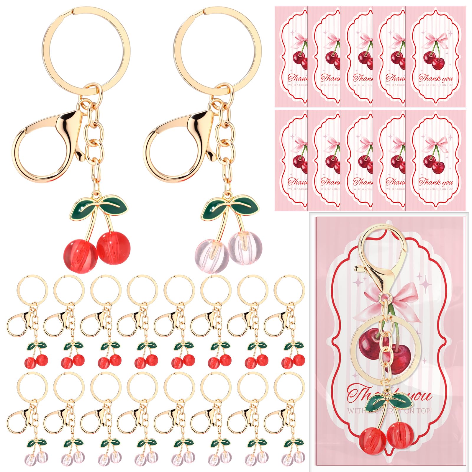 Sureio 20 Sets Cherry Keychain Party Favors gift Cherry Keyring Bulk ...