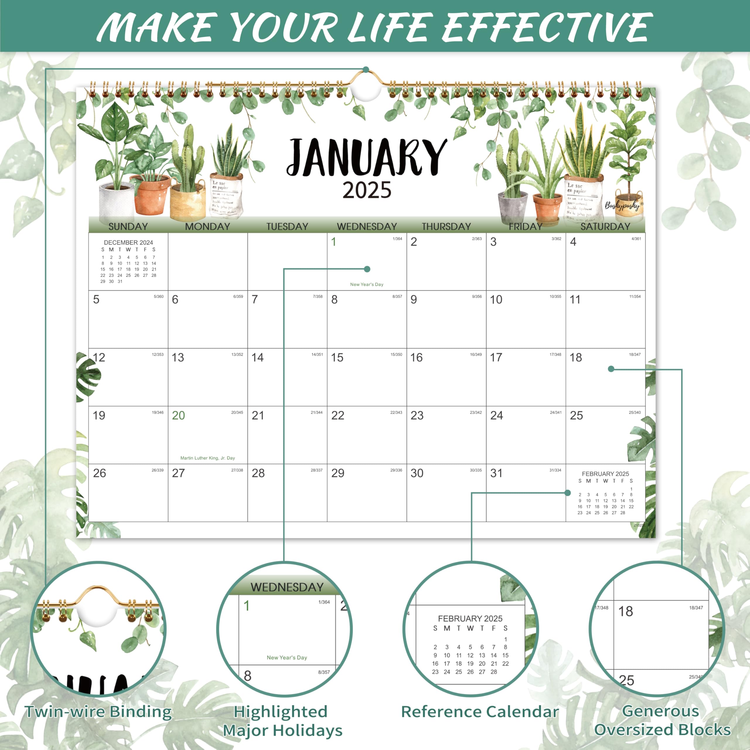 Mua 2025 Calendar - 2025 Wall Calendar, Jan. 2025 - Dec. 2025, 12-Month ...