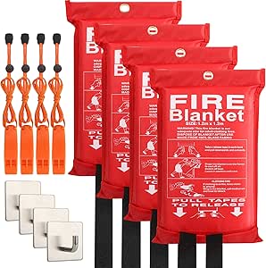 Amazon.com: 4-Pack Fire Blanket - X-Large Fiberglass Fire Blanket Fire ...