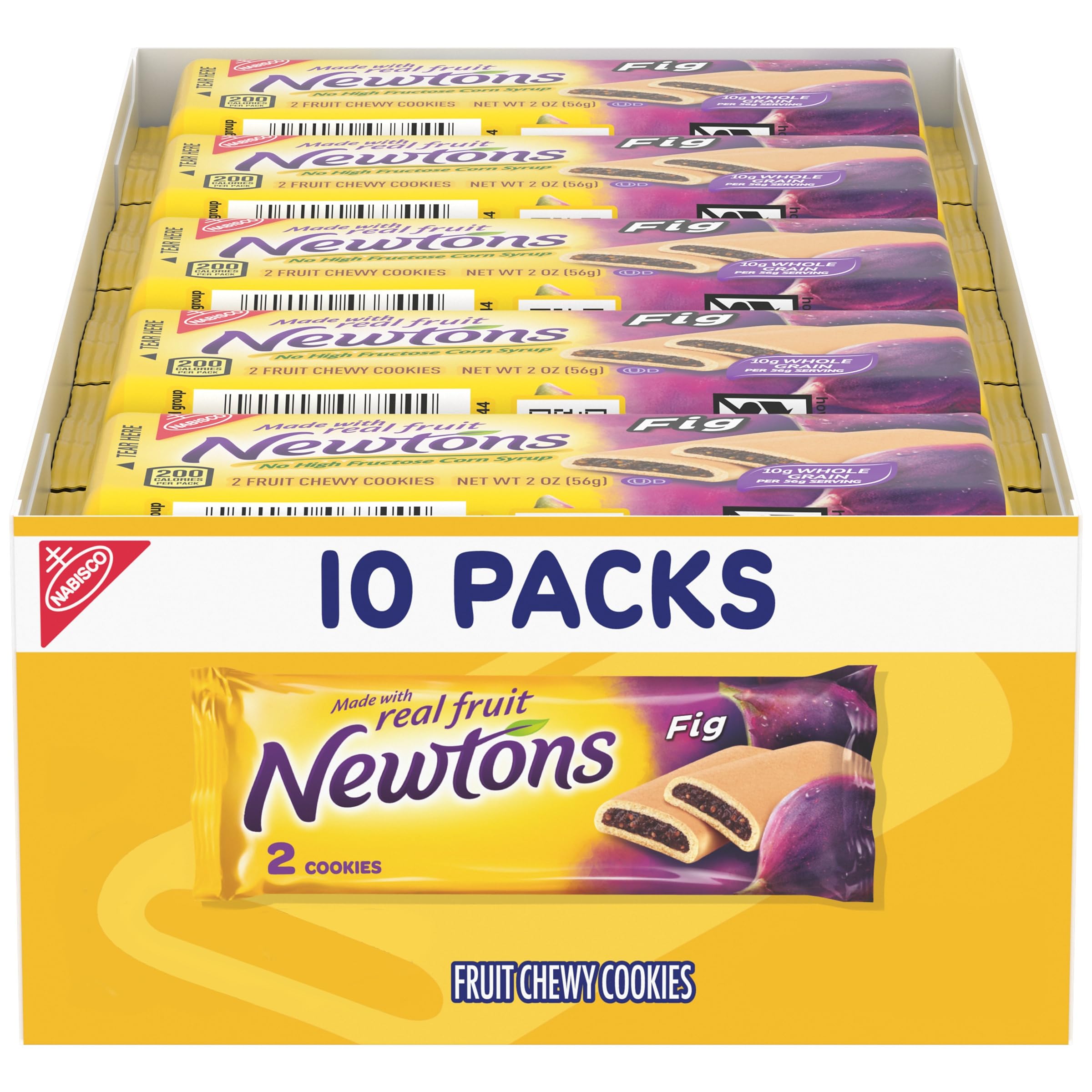 Newtons Fig Bars, Soft Fruit Chewy Cookies, 10 Snack Packs (2 Cookies ...