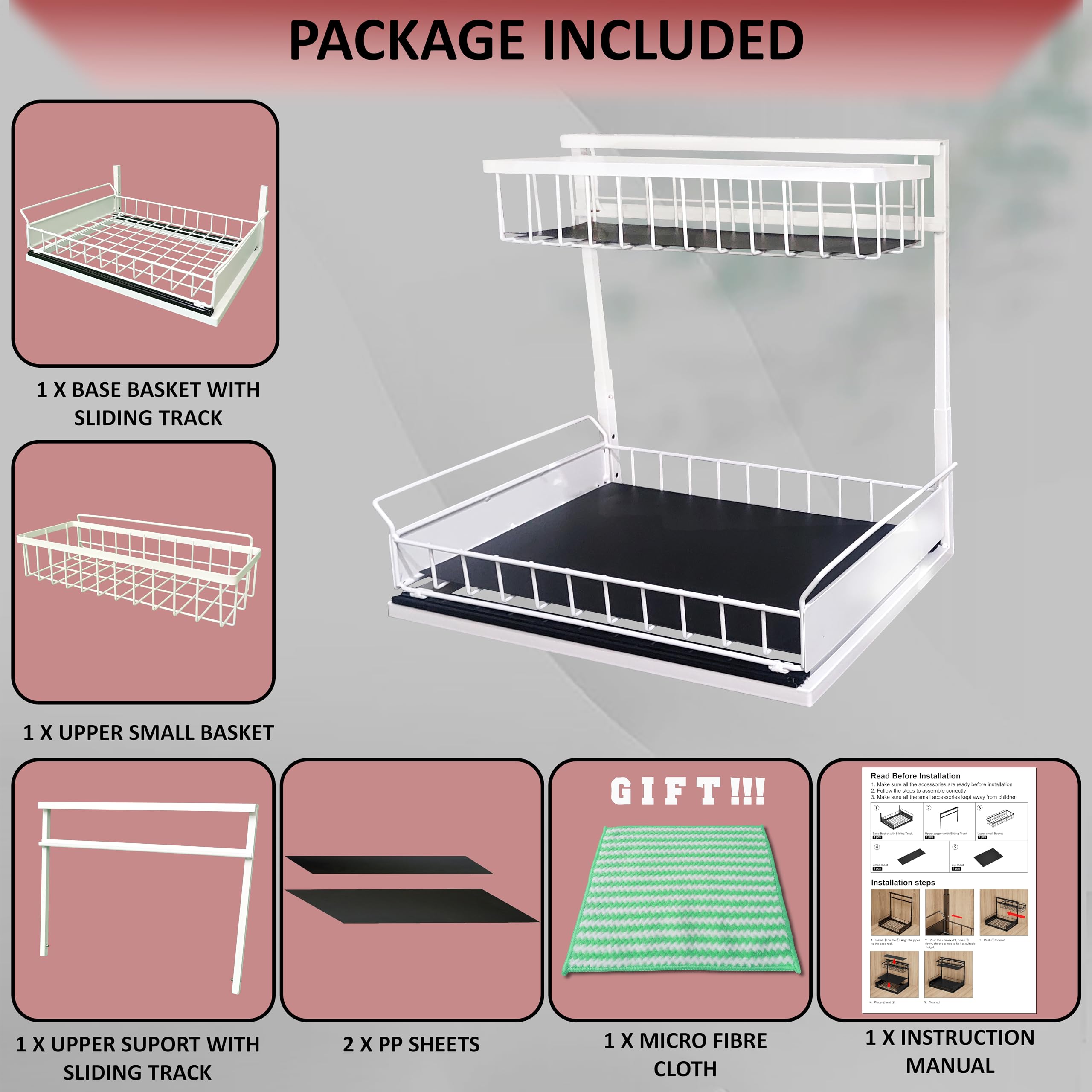 Mua FEROZA Under Sink Organizers and Storage Carbon Steel 2-Tier Slide ...