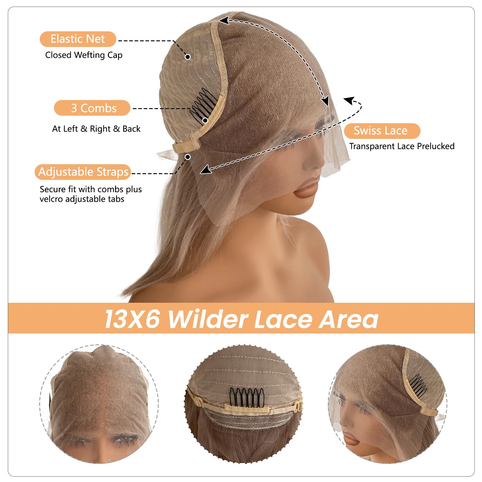 Munx 13x6 Bob Wig Human Hair For Black Women 180% Density Straight Glueless Bob Wig Bleached ...