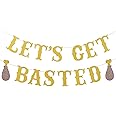Amazon.com: Let's Get Basted Banner Gold Glitter - Thanksgiving ...