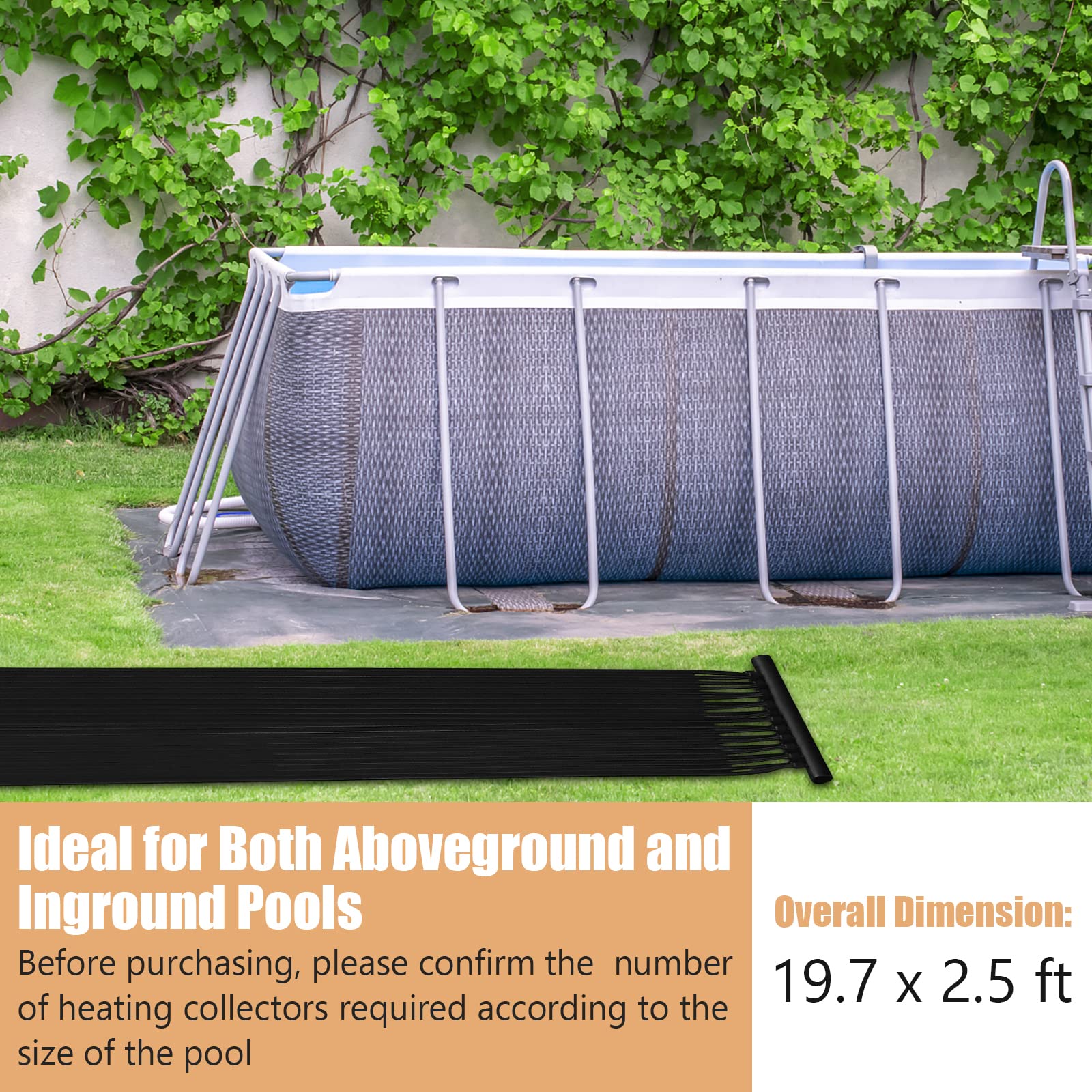 Goplus 2.5FT X 10FT/ 20FT Solar Pool Heater For Above Ground Pool ...