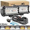 Amazon.com: Nilight 12Inch 300W LED Light Bar Spot Flood Amber White Strobe 6 Modes with Memory ...