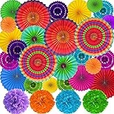 Amazon.com: 21PCS Fiesta Paper Fan Party Decorations Set, Colorful ...