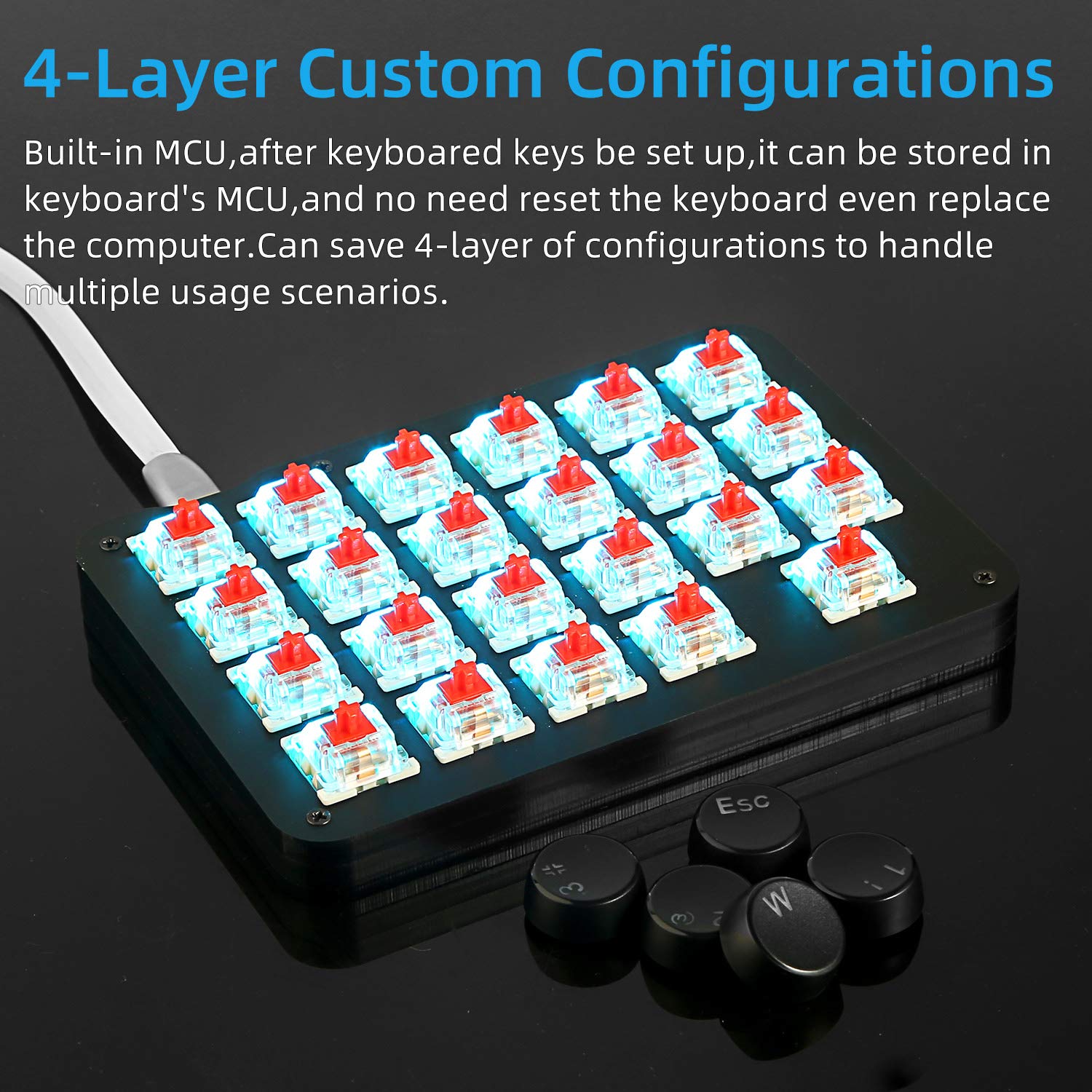Mua Koolertron One Handed Macro Mechanical Keyboard,Blue LED Backlit ...