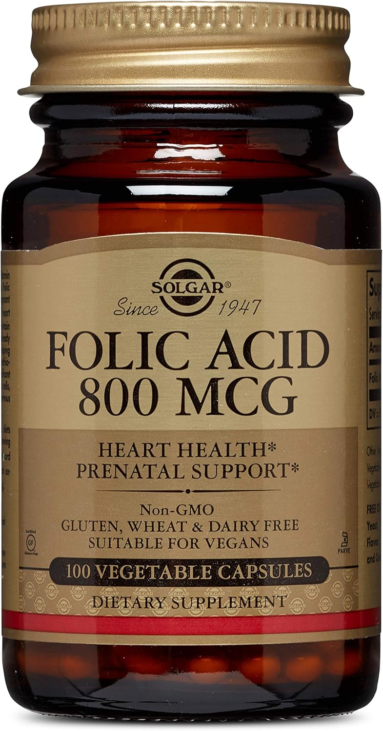 Solgar - Folic Acid 800 mcg, 100 Vegetable Capsule - 250 Vegetable ...