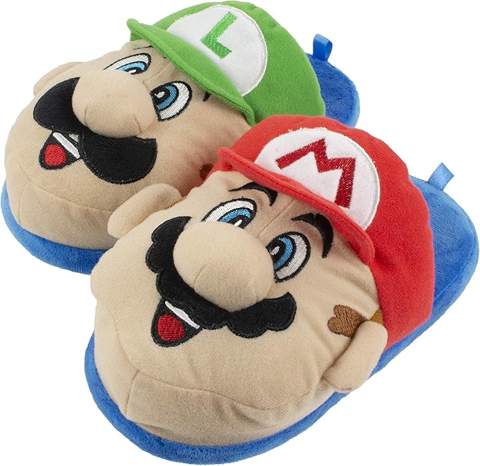 Super Mario Brothers Mario and Luigi Slippers for Kids, Nintendo, Scuff ...