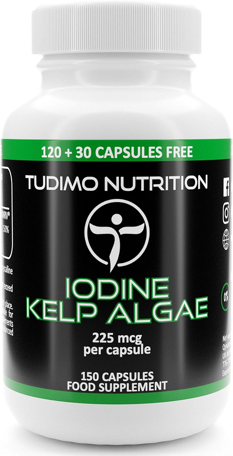 Iodine Sea Kelp Capsules – 225mcg of Kelp Algae Extract – 150 pcs (5 ...