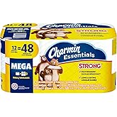 Amazon.com: Charmin Essentials Strong Toilet Paper, 9 Mega Rolls = 36 ...