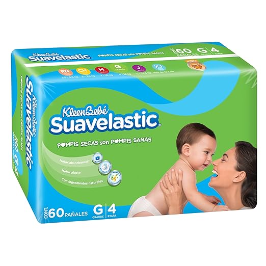 KleenBebé Suavelastic, Pañales Unisex, Grande, 60 Piezas: Amazon.com.mx ...