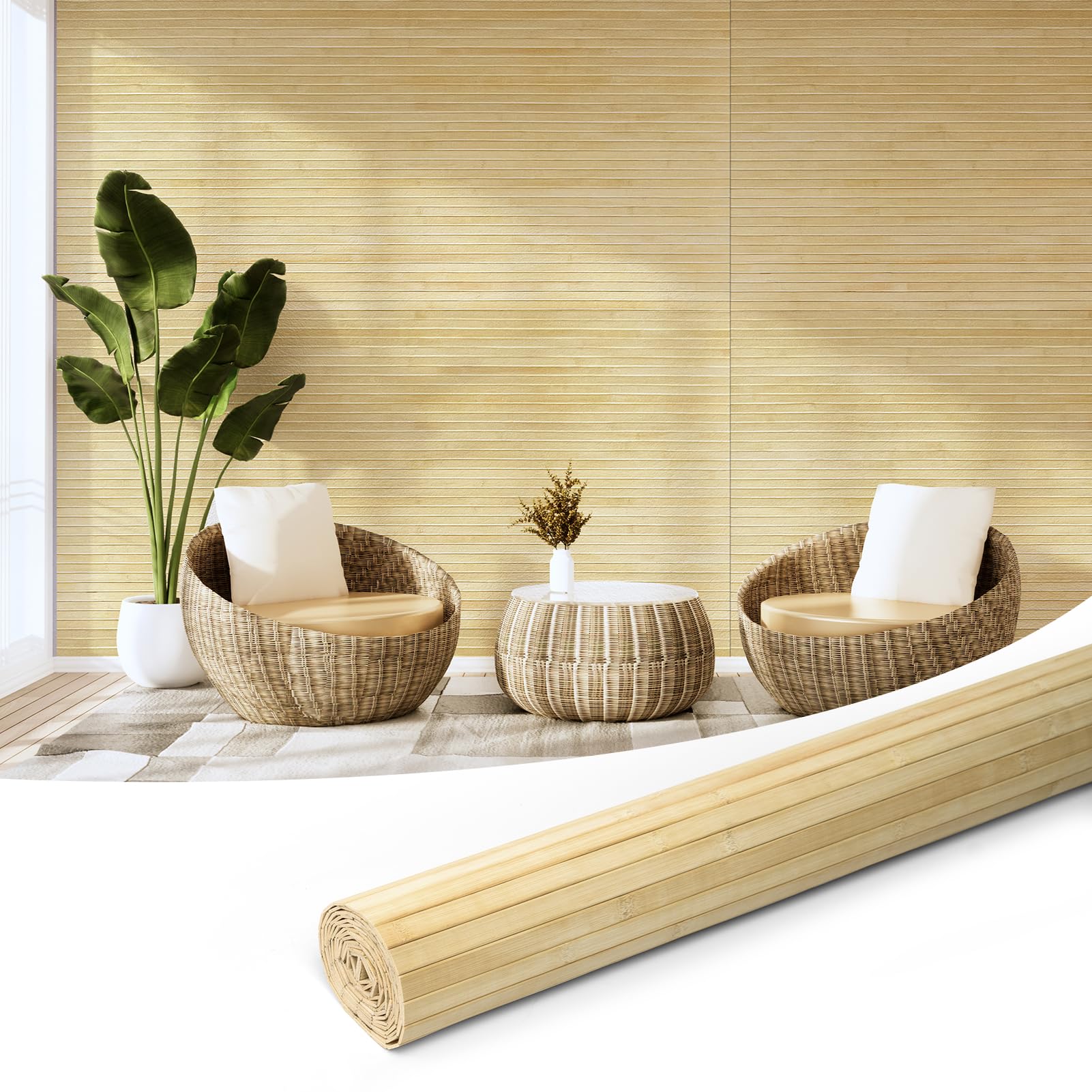 Art3d Natural Bamboo Wall Panel for Interior Wall Decor, Renewable Pole ...