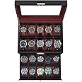 Amazon.com: SONGMICS 20-Slot Watch Box, Watch Case with Glass Lid, 2 ...