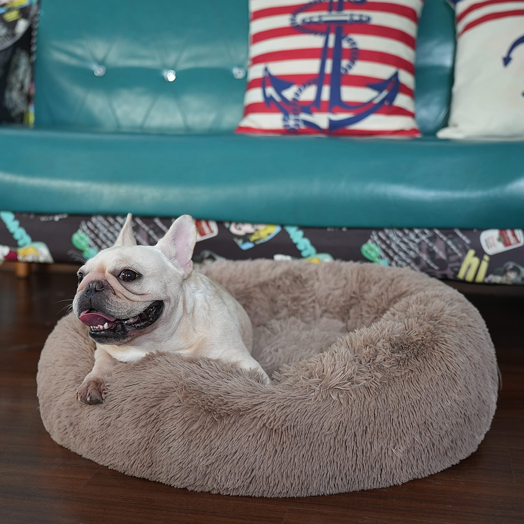 nononfish Puppy Beds for Small Dogs Washable - 23 Inches Round Faux Fur ...