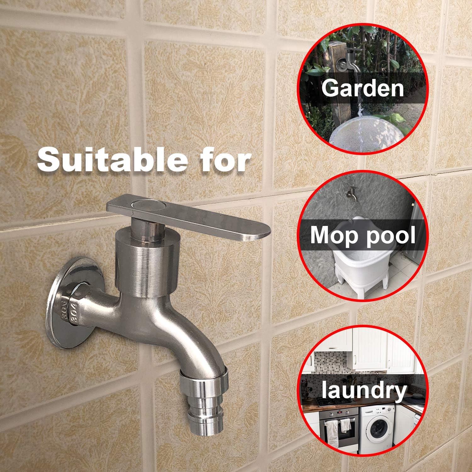 Cold Water Tap G1/2 Interface Wall Mounted Washing Machine Tap for ...