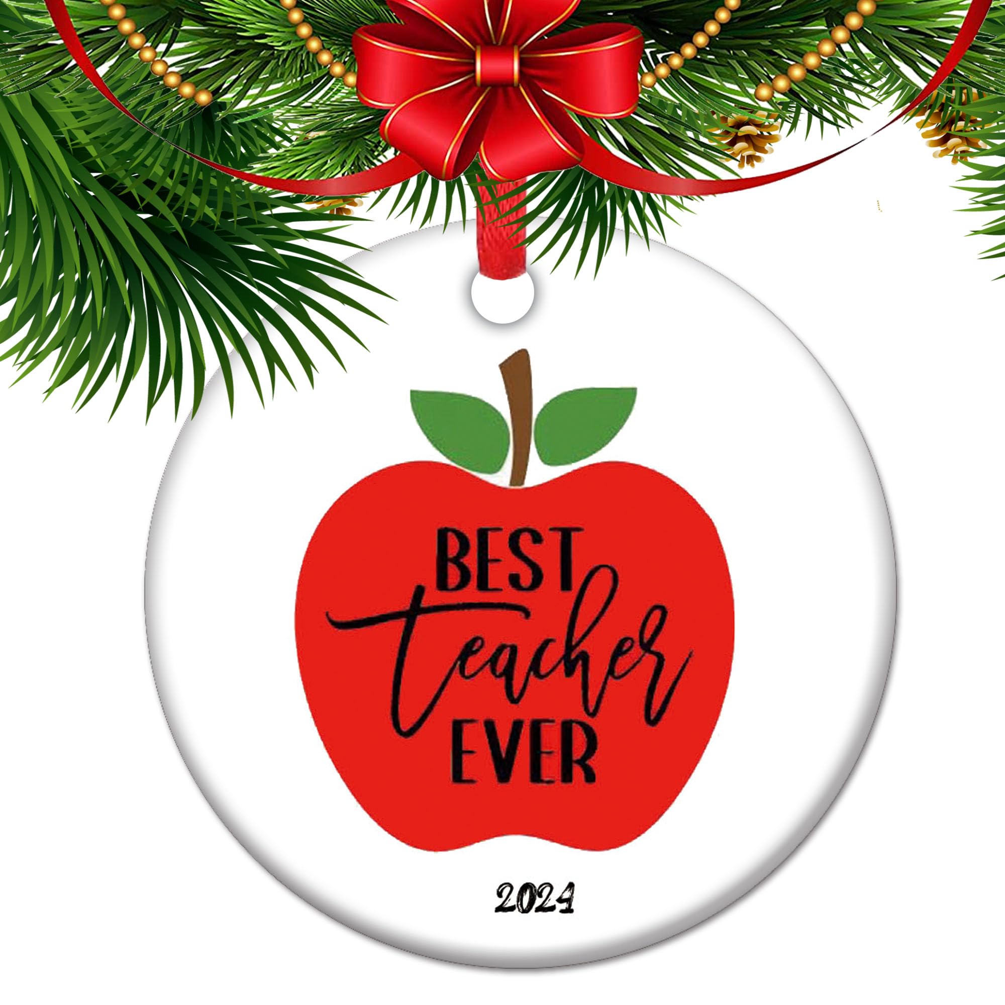 Best Teacher Ever Christmas Ornament 2024, End of Year Teacher Gift ...