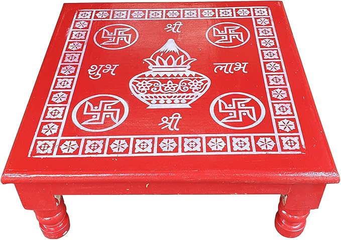 Buy Maskey (Size : 15 x 15 Inch) Premium Plywood Red Painted Shubh ...