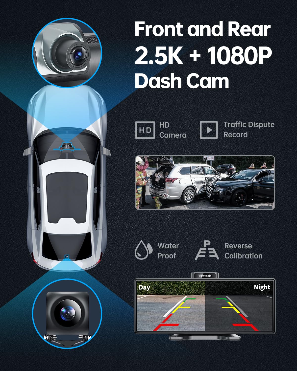 Mua Westods Portable Wireless Carplay Car Stereo with 2.5K Dash Cam - 9 ...