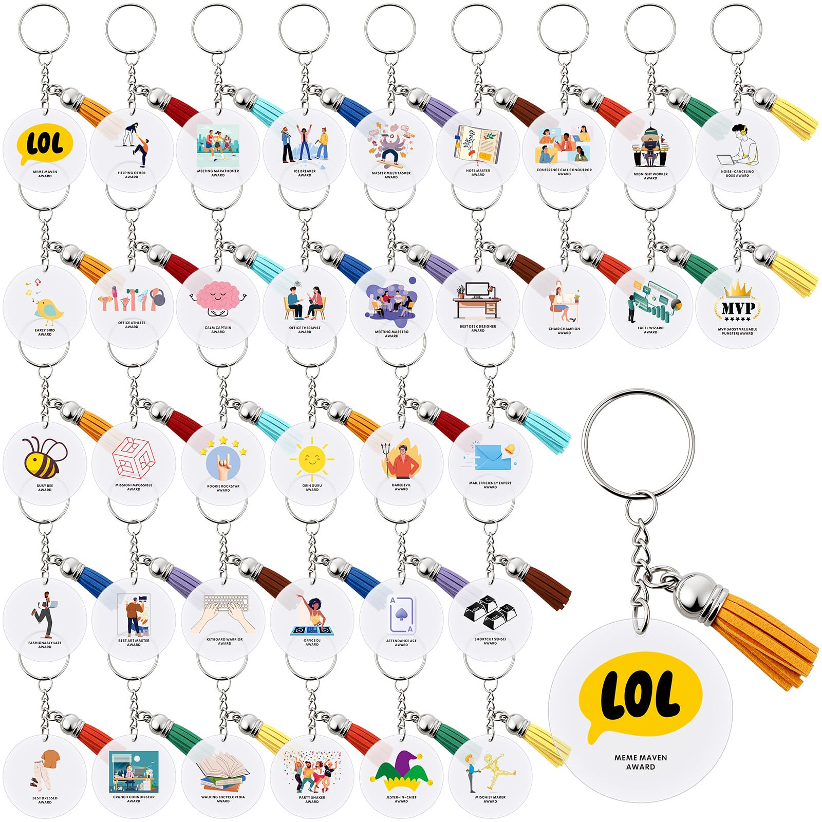 Colingmill 36 Pcs Employee Appreciation Keychains Bulk Thank You ...