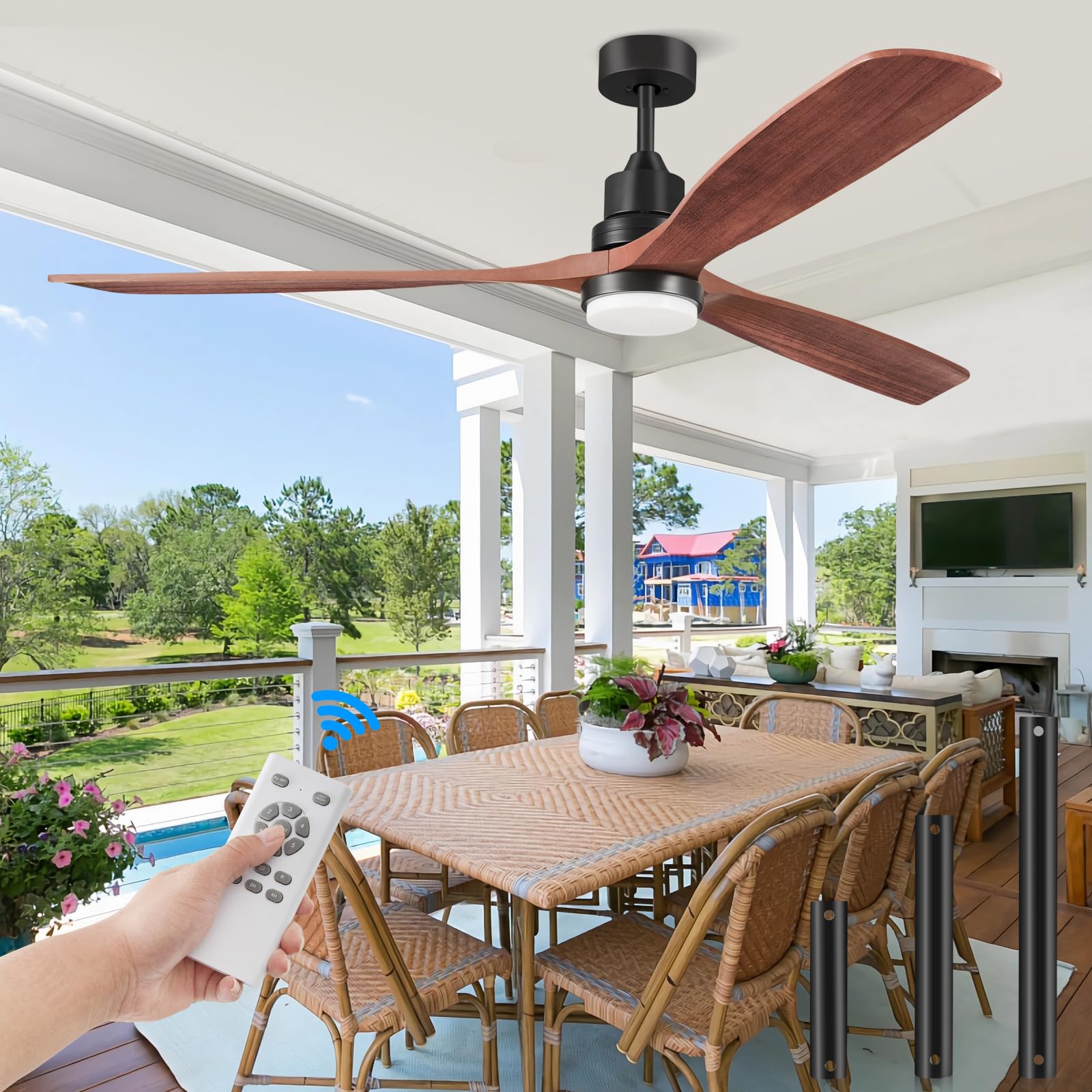 Forrovenco Ceiling Fans with Lights and Remote Control, 72 Inch Outdoor ...