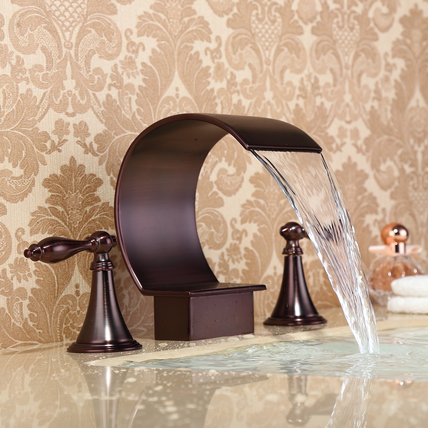 Waterfall Oil-Rubbed Bronze Sink Faucet High Arc Faucet Bathtub Faucet ...