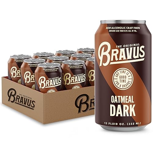 Bravus Non-Alcoholic Brew Oatmeal Dark - 12 Pack x 12 Fl Oz Cans - Low ...