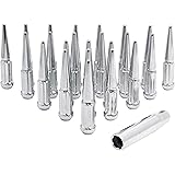 Amazon.com: MIKKUPPA M14x1.5 Wheel Spike Lug Nuts, 32 PCS Chrome Spiked Lug Nuts 14mmx1.5 Solid ...