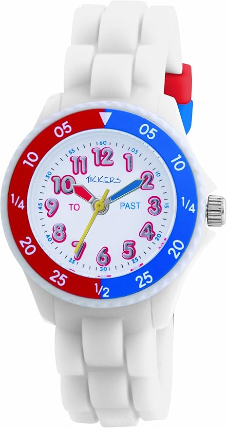 Tikkers Kids Time Teacher White Rubber/Silicone Strap Watch TK0001 ...