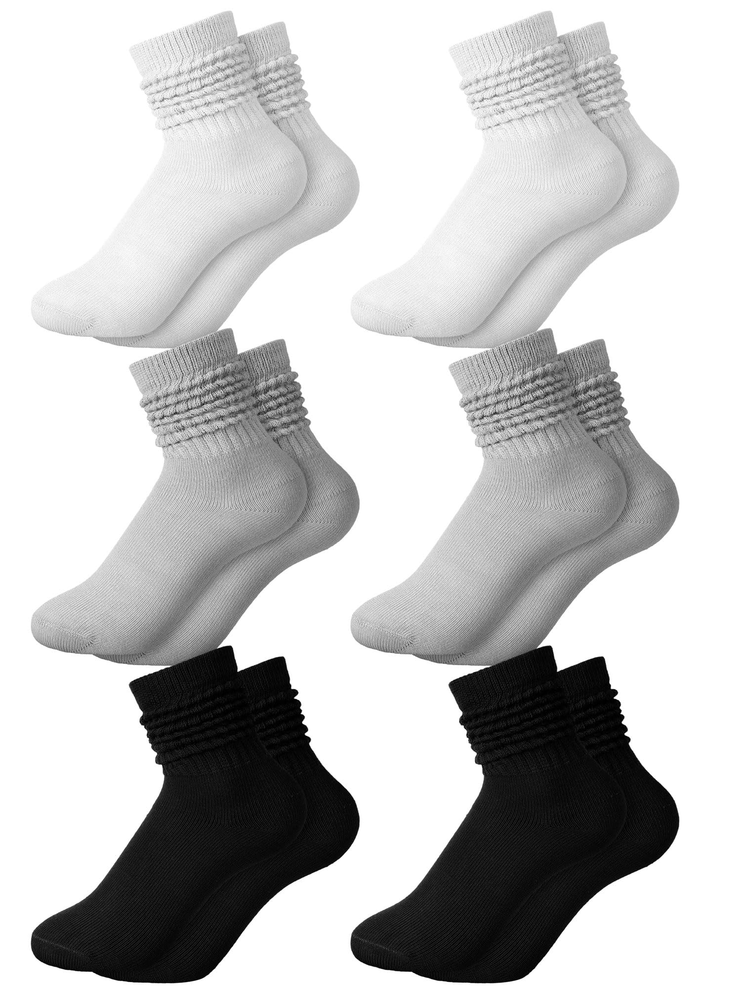 Fourluoo 6 Pairs Girls Slouch Boots Socks Girls Scrunch Stacked Socks ...