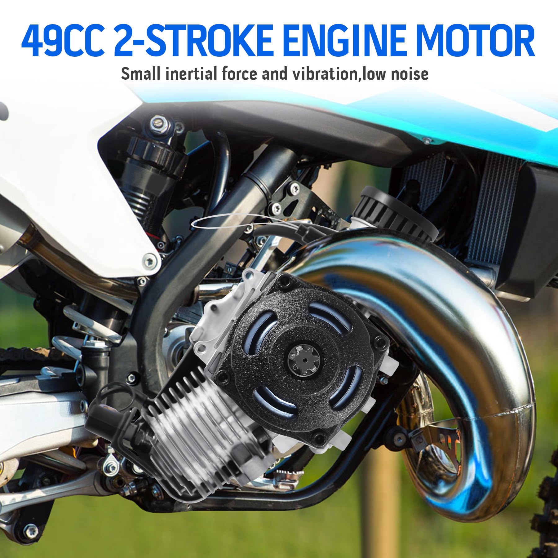 50 Cc Dirt Bike Engine New 49cc 2 Stroke Pull Start Engine Motor Mini ...