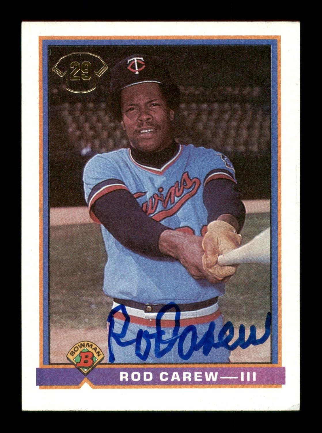 Rod Carew Autographed 1991 Bowman Card #3 Minnesota Twins SKU #186733 ...