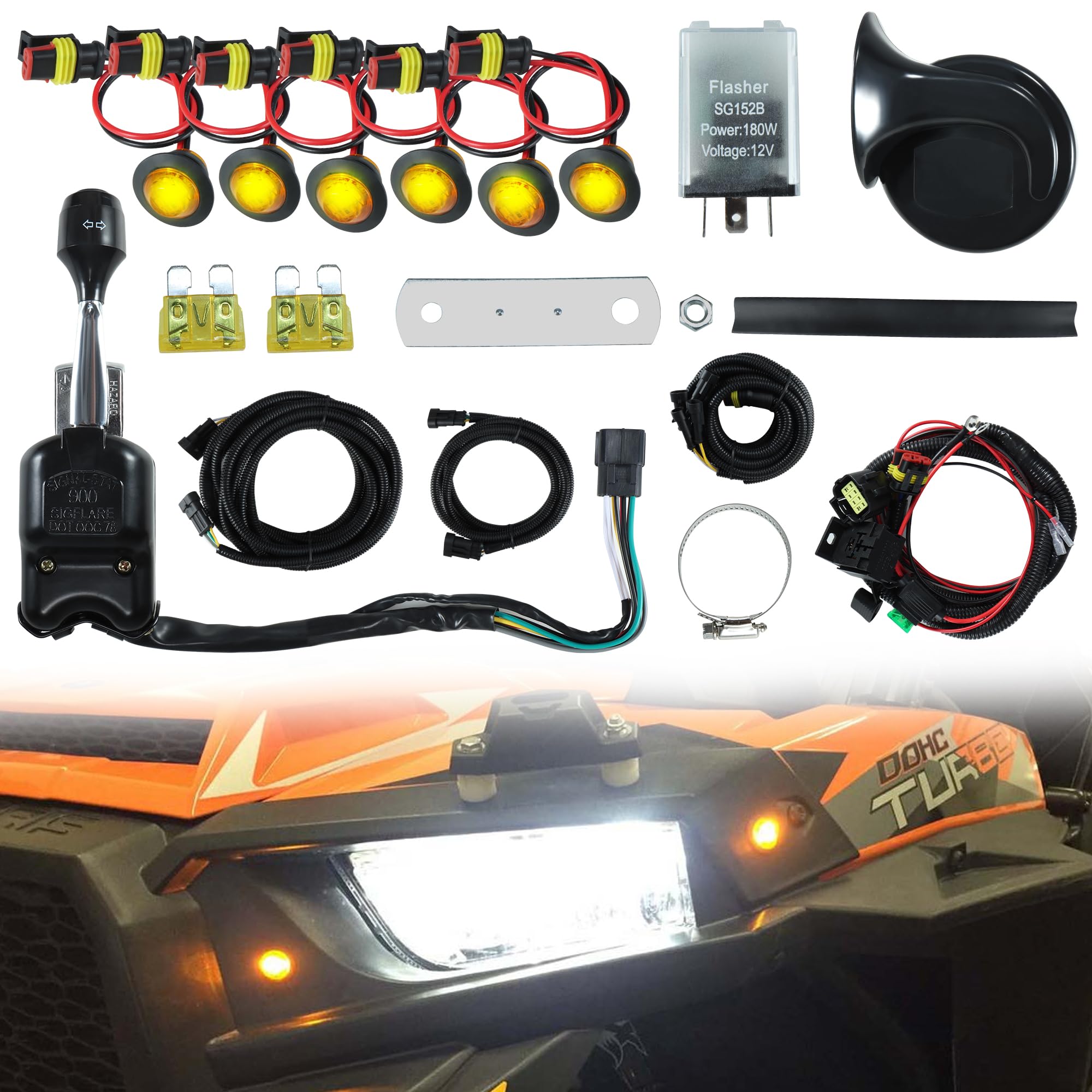 Universal UTV ATV Turn Signal Kit with Column Turn Switch Wide ...