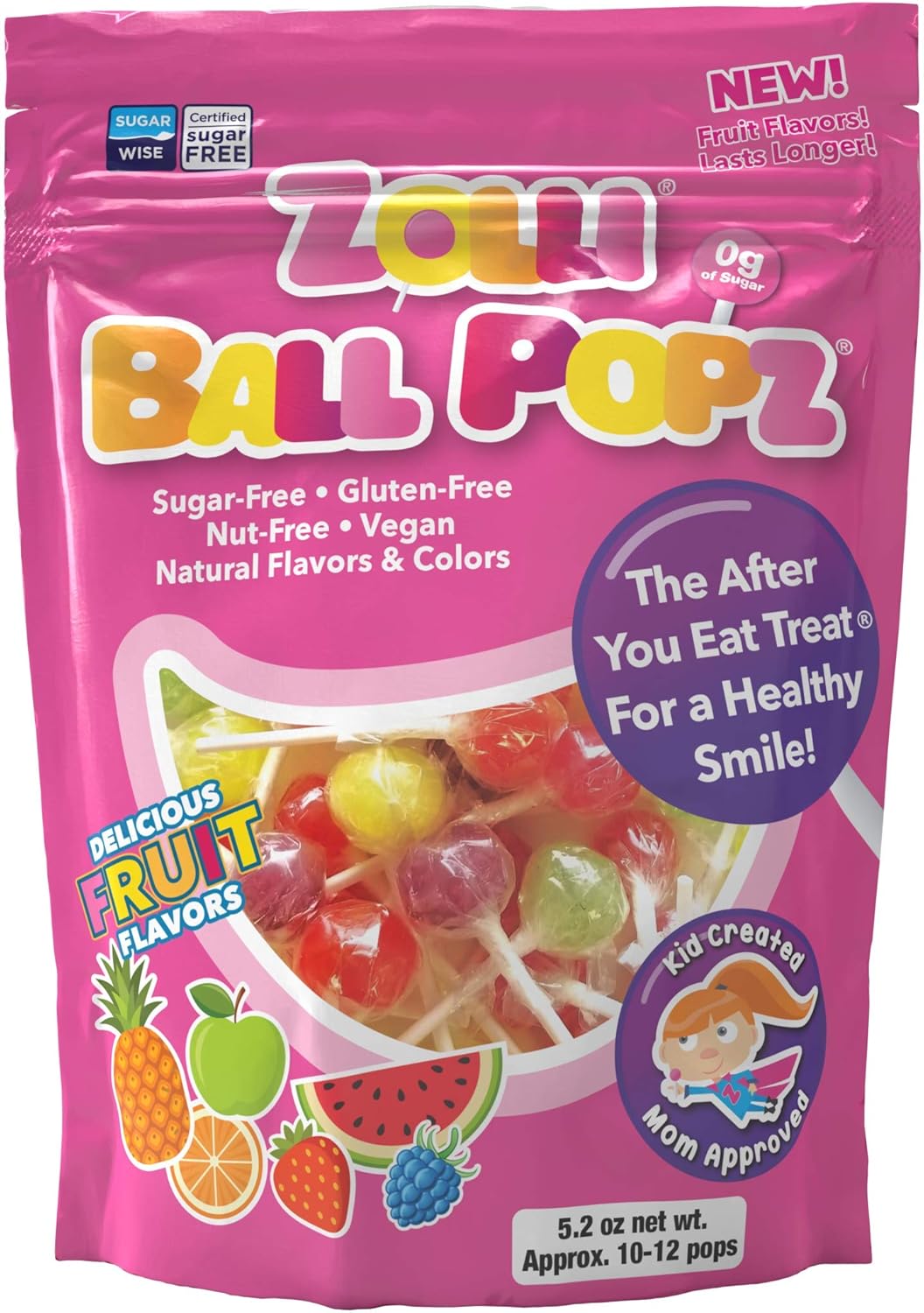 Amazon.com : Zollipops Zolli Ball Popz Lollipops Clean Teeth Taffy ...