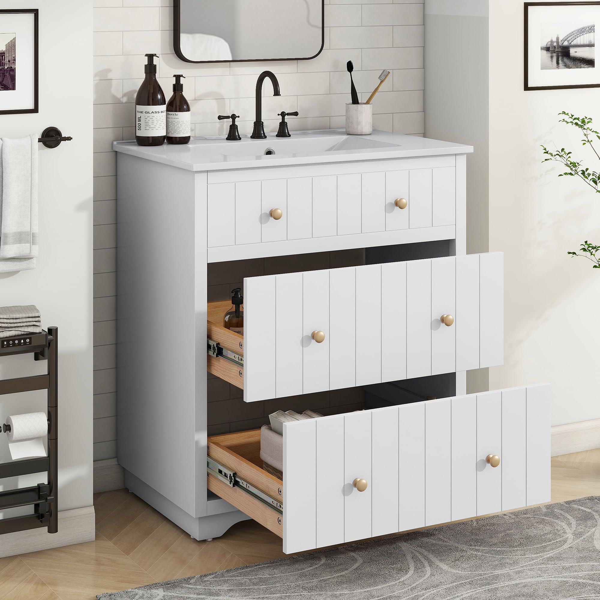 **MISSING SINK**READ NOTES** LostCat 30inch Bathroom Vanity with Sink ...