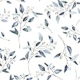 Laatse Blue Leaf Contact Paper 17.5In x 393In Boho Leaf Wallpaper Peel ...