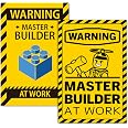 Amazon.com: 2 Pcs Wall Art Poster Caution Master Builder at Work, Vinyl ...
